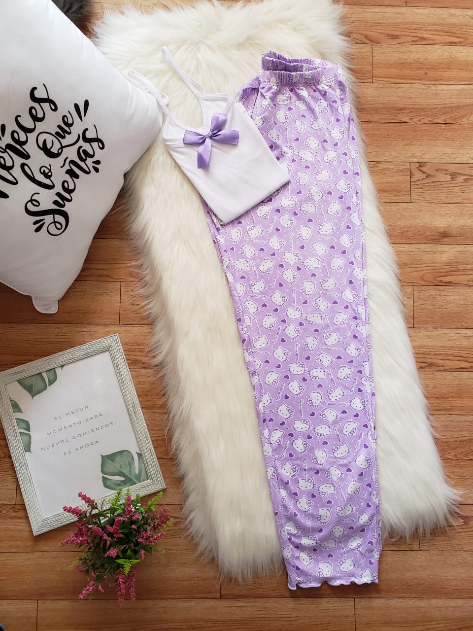 Pantalon Hello Kitty Morado – Rosa Pastell
