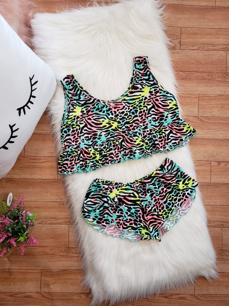 Conjunto Bolero Animal Print - Rosa Pastell