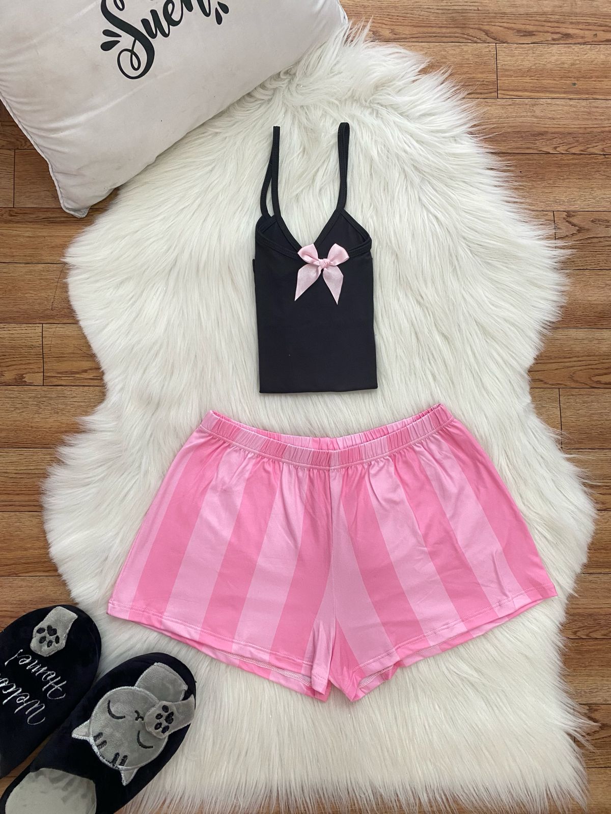 Pijama Victoria Rayas Victoria´s Secret - Rosa Pastell